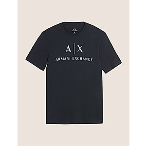 A|X ARMANI EXCHANGE mens Classic Crew Logo Tee T Shirt, Black, Small US