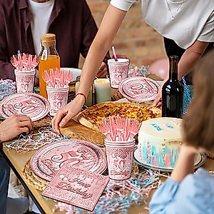 50th Birthday Rose Gold Supplies,142pcs Glitter Pink Rose Gold Tableware Include 50th Birthday Plates and Napkins Cups,Rose Gold Tablecloth Happy Birthday Banner for Women Happy 30th Birthday