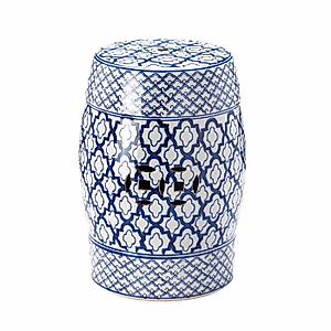 Koehler 10017922 Accent Plus Blue and White Ceramic Decorative Stool