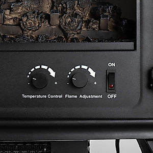 e-Flame USA Jasper Freestanding Electric Fireplace Stove Heater - Realistic 3-D Log and Fire Effect (Black)