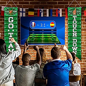 Football Decorations Football Sign Wall Pennant Banner Football Porch Sign Welcome Banner for Sport Theme Party Football Parade Decoration Game Time Festival Banner Party Accessory (Green, 47.2 x 11.8