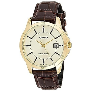 Casio Men's MTP-V004GL-9A Date Quartz Watch with Genuine Leather