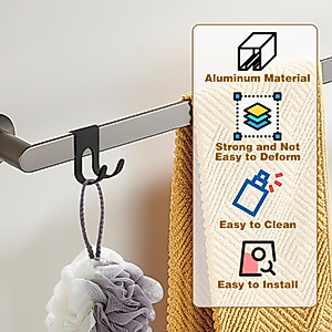 4Pcs Shower Caddy Hooks, Black Shower Hooks Razor Holder for Shower, Metal Shelf Basket Rack Hooks Shower Hanger Bathroom Hangers Organizers, Double Hook Shower Shelf Hooks for Loofah Sponge(Black)