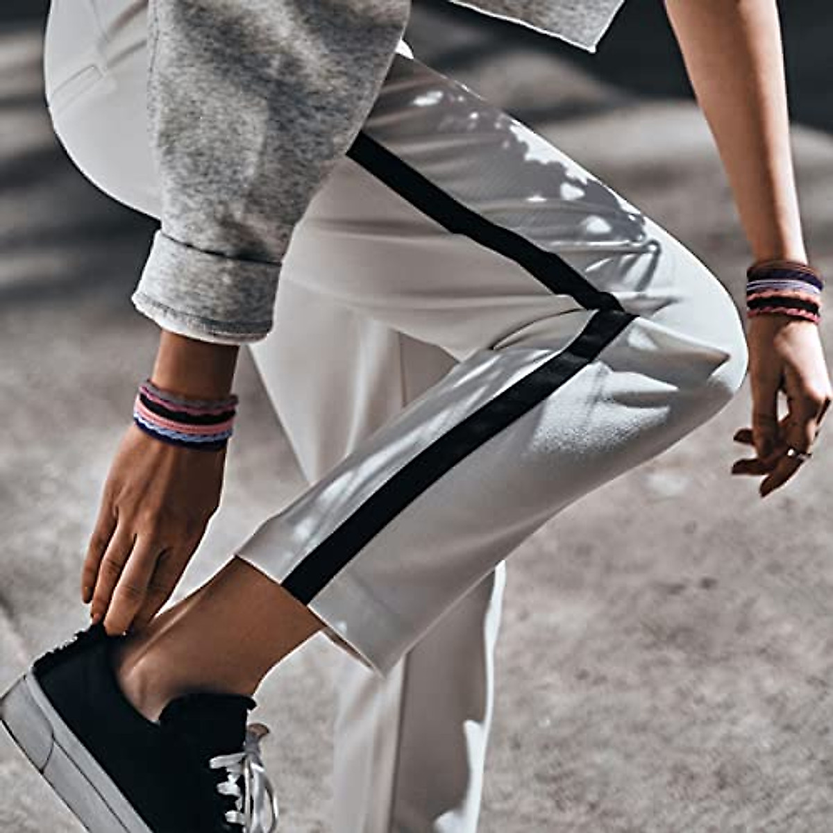 AIERSA 24 Pcs Morandi Hair Tie Bracelets, 4 Style Boho Ponytail Holders for Women/Girls, No Damage Elastics for Thin & Curly Hair