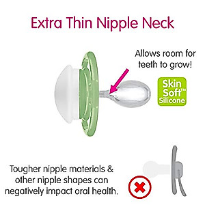 MAM Perfect Night Baby Pacifier, Patented Nipple, Glows in the Dark, 6-16 Months, Girl, 2 Count (Pack of 1)