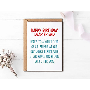 EdgarGifts Happy Birthday Dear Friend - Happy Birthday Card For Women Men - Funny Birthday Card For Best Friend Coworker Classmate Bestie
