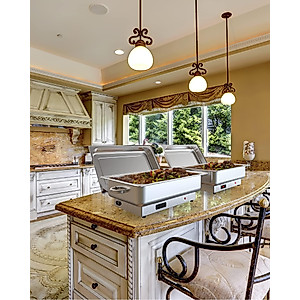 Electric Chafing Dish Buffet Set, 9QT Buffet Servers and Warmers Stainless Steel, Commercial Food Warmer with 1 Full-Size Pan & 2 Half-Size Pan, Temperature Control Display for Parties, Catering