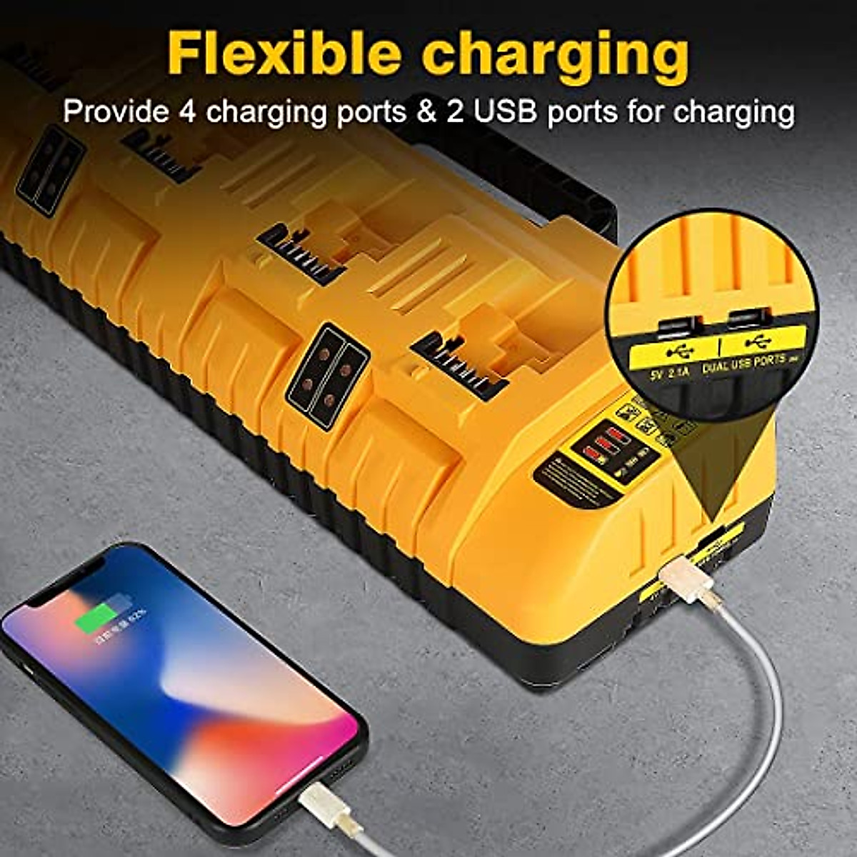 DCB104 Replacement for Dewalt Battery Charger Station 20V,Compatible with Dewalt 20V Battery (Yellow)