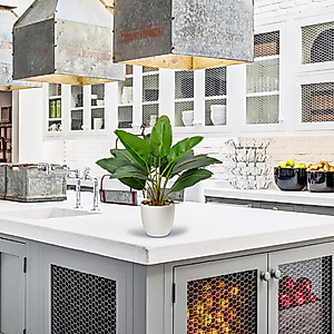 Hollyone Artificial Bird of Paradise Plant in Pot, Fake Palm Tropical Potted Plant 15" Faux Plantain Banana Leaf Plant for Indoor Outdoor Home Desk Office Garden Decoration