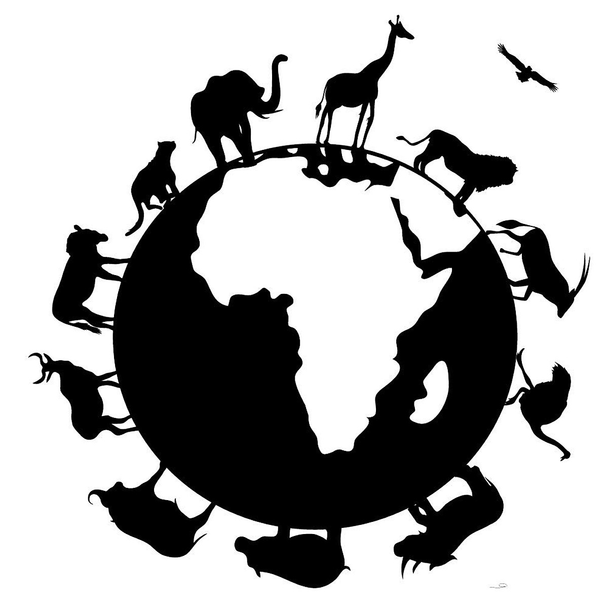 Home Find Safari African Wall Decal African Map Vinyl Stickers Jungle Animal Wild Wolves Elephant Giraffe Elk Silhouette Mural Home Decor for Kids Nursery Bedroom 15.7 inches x 15.7 inches