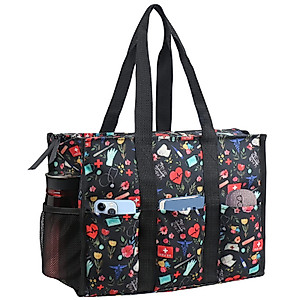 ABAMERICA Nurse Bags for Work Nursing Bag Multiple Pockets Waterproof Organizing Zip Top Clinical Bag for Nursing Students