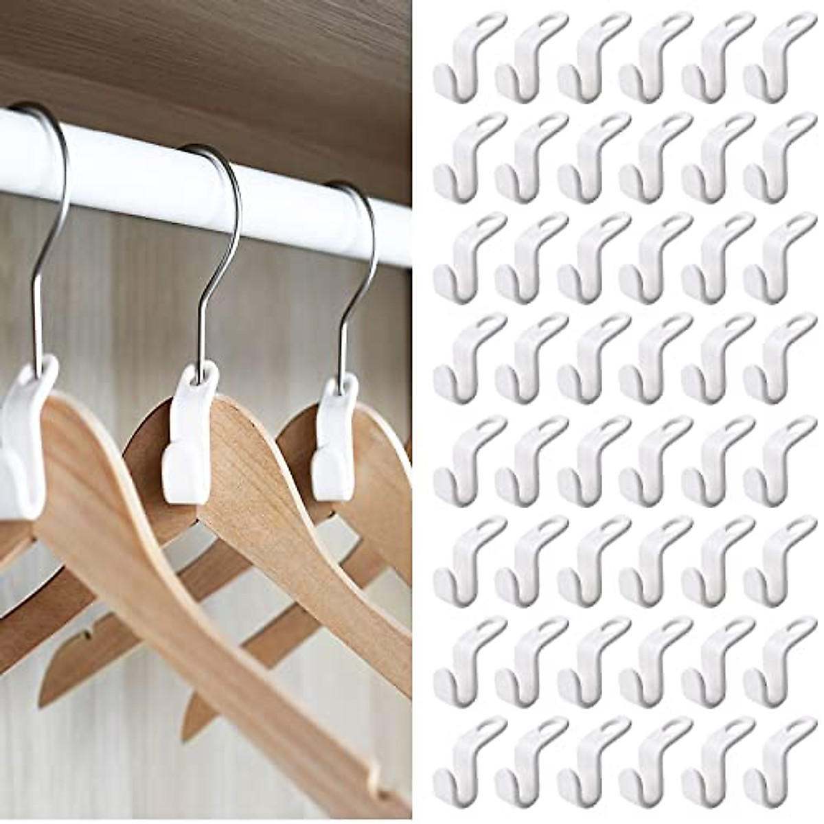 50PCS Clothes Hanger Connector Hooks, Coldairsoap Hanger Extender Clips for Heavy Duty Outfit Hangers Plastic Cascading Hanger Hooks Space Saving Organizer as