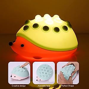 LOVERUIS Animal Night Lamp - Nightlight for Kid Hedgehog Lamp 5 Breathing Color Light Birthday Halloween Christmas Gift with USB Rechargeable for Toddlers Children Bedroom (Green)…