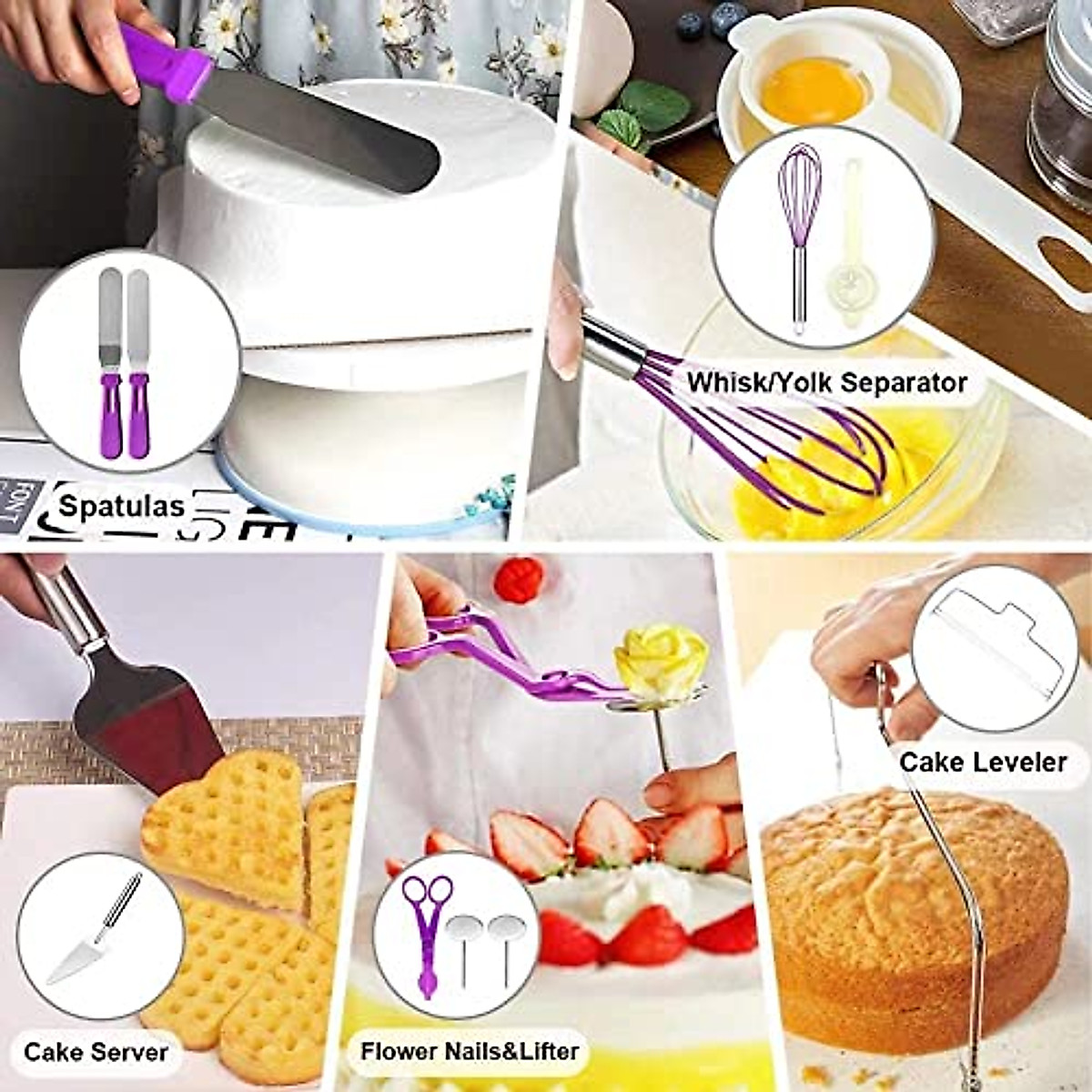 Cake Decorating Supplies 471pcs, Baking Tools Set for Cakes，Cake Turntable, Piping Icing Tips for Beginners or Professional