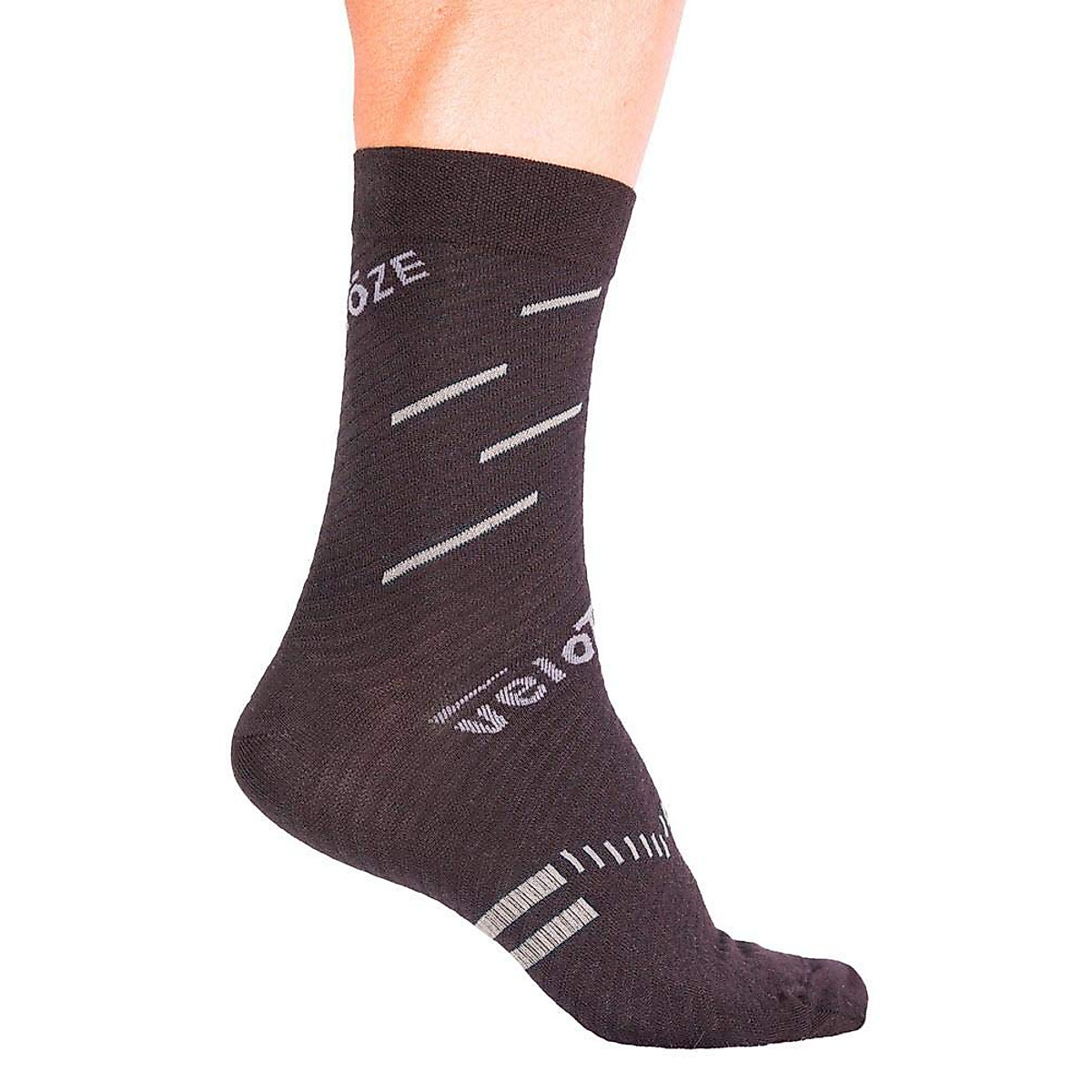 veloToze Cycling Sock - Active Compression with Merino Wool Blend - Black/Grey Small/Medium