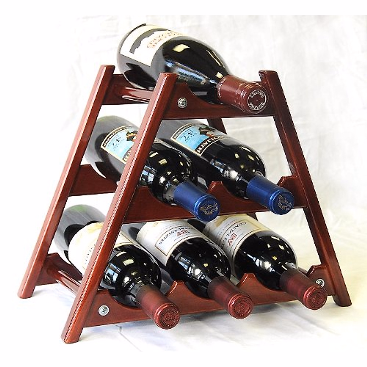 sfDisplay.com, Factory Direct Display Cases Wine Rack Wood -6 Bottles Hardwood Stand -Black