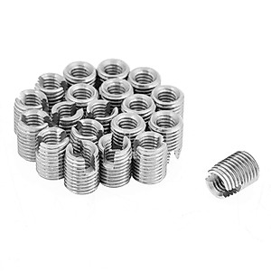 M4 x 8mm Self Tapping Thread Inserts, 20Pcs Helical Screw Threaded Inserts, Metal Slotted Screw Thread Insert Helical Repair Set for Helical Repair