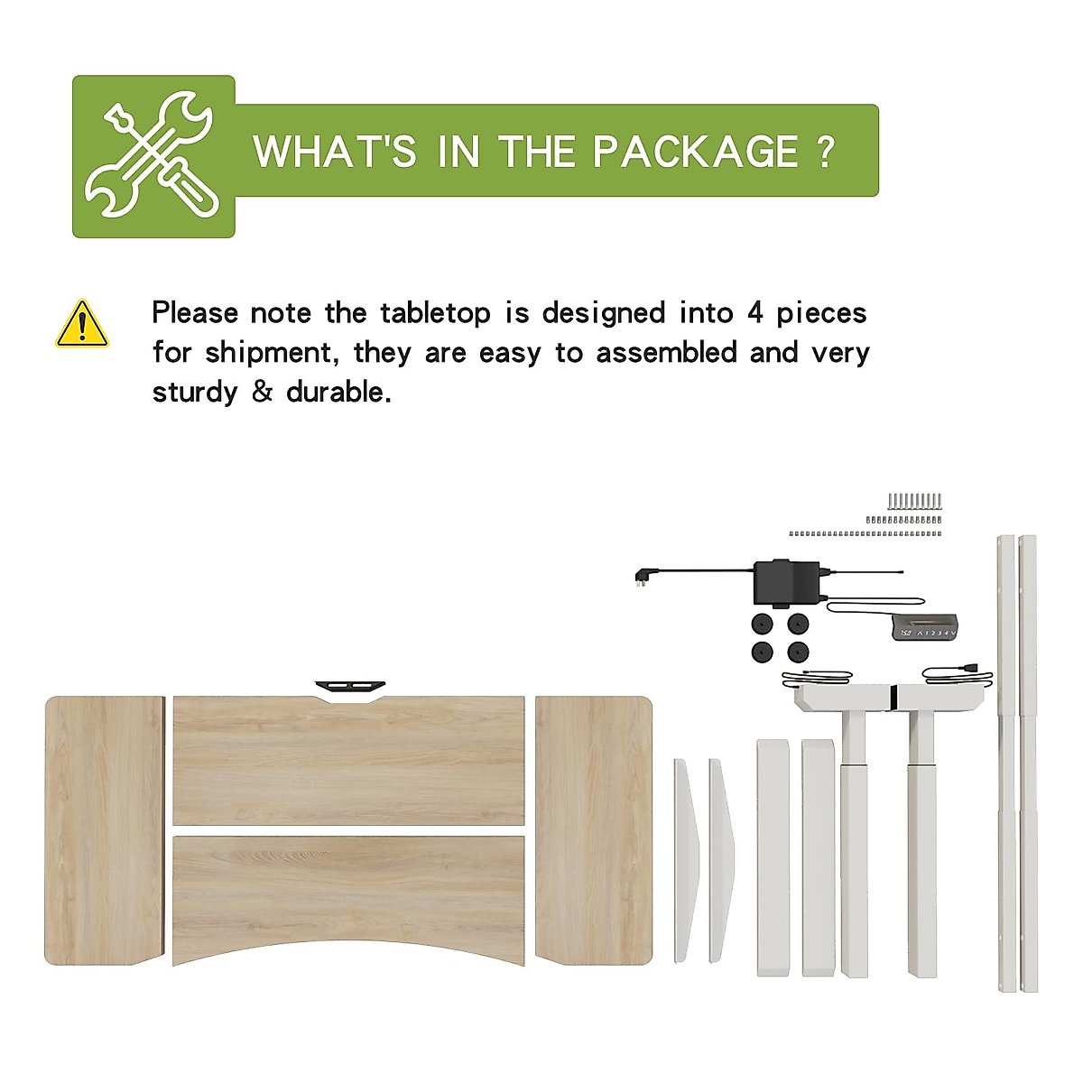 Radlove Dual Motors Height Adjustable 63 x 30'' Electric Standing Desk with Curved Design Stand Up Table 4 Memory Keys, Computer Desk with Splice Board Home Office Desk, Oak Top + White Frame