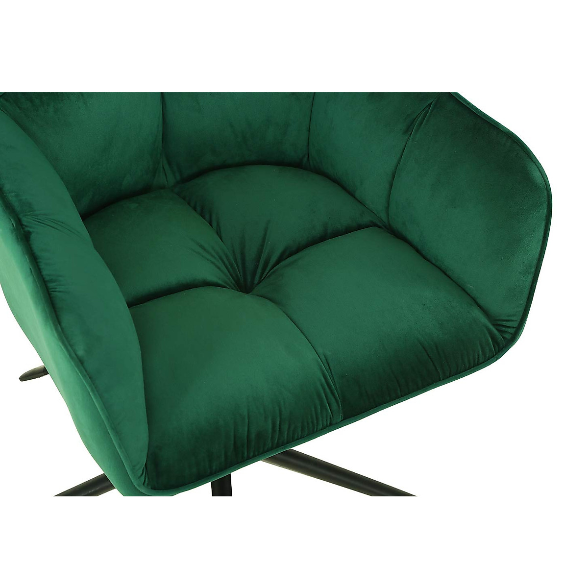 Home Office Desk Chairs Swivel,Comfort Velvet Task Chairs with Arms and Wheels, Adjustable Height, Big Accent SwivelChairs for Living Room and Bedroom (Padded Green)