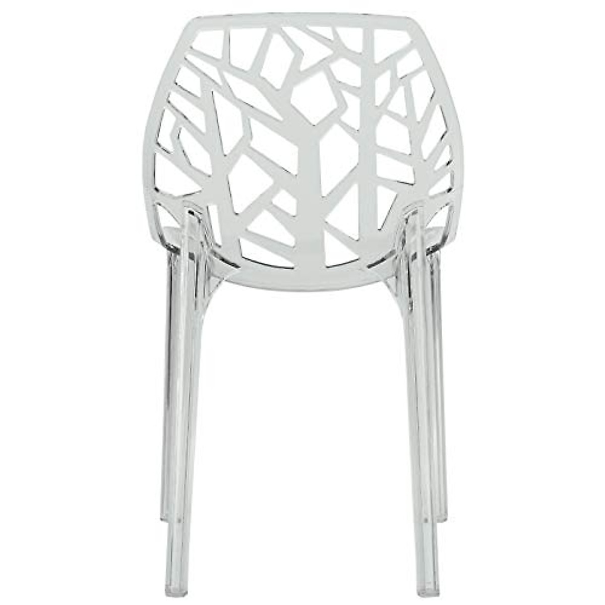 LeisureMod Caswell Cut-Out Tree Design Modern Dining Chairs, Set of 2 (Clear)