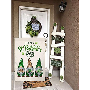 St. Patricks Day Gnomes Garden Flag Vertical Double Sided Burlap Yard Spring Shamrock Outdoor Decor 12 x 18 Inches