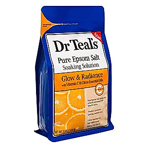 Dr Teal's Pure Epsom Salt Bath Variety Gift Set (2 Pack, 3lb Ea.) - Relax & Relief Eucalyptus & Spearmint, Glow & Radiance Vitamin C & Citrus - Essential Oils Soothe The Mind, Alleviated Daily Stress