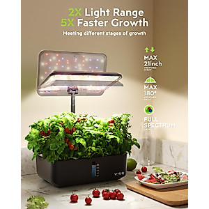 URUQ Hydroponics Growing System Indoor Garden 12 Pods Indoor Gardening System with LED Grow Light Height Adjustable Plants Germination Kit Quiet Smart Pump - Hydroponic Planter Fresh Harvest Black