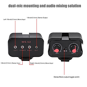 Camera Mixer Dslr Mixer o Camera Mixer o Camera Mixer WSV2 2 Channel Universal Microphone o Adapter Mixer with 3.5mm Inputs for DSLR Cameras