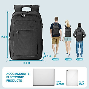kopack Slim Laptop Backpack for Men Women,15.6 inch Theft Proof Lightweight Black Backpack with USB Charging Port, Business Travel College Commute Work Bag Daypack,Grey