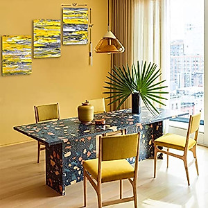 Kaupuar Canvas Wall Art Abstract,Yellow Wall Art Paintings for Bedroom Living Room Office Home Decoration Modern Canvas Artwork Wall Decor Ready to Hang 12''x16'', 3 Pieces