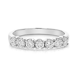 Vir Jewels 1 cttw Diamond Wedding Band 14K White Gold 7 Stones Prong Set Round Bridal Ring Size 7