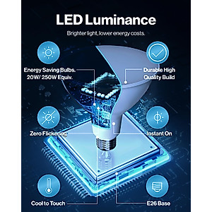 Sunco 2 Pack 2800 Lumens Outdoor Led Flood Light Waterproof PAR38 LED Bulb Dimmable, 20W=250W, 5000K Daylight, E26 Base UL Listed