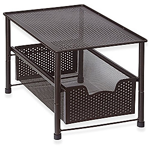 SimpleHouseware Stackable Under Sink Cabinet Sliding Basket Organizer Drawer, Bronze