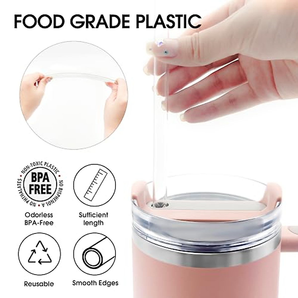 Bougimal Straw Cover Fit for Stanley Quencher H2.0 40 oz 30 oz Tumbler with Handle & Stanley IceFlow 20oz 30oz, Rainbow Sticker, Protective Silicone Cup Boots Reusable, Stanley Cup Accessories, Blue