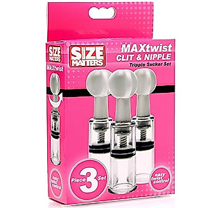 Size Matters Twist Up Nipple and Clitoris Suction Devices, Transparent, 3 Count (Pack of 1) (AC914)