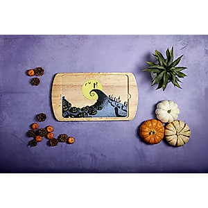 TOSCANA - a Picnic Time brand - Nightmare Before Christmas Jack & Sally - Billboard Glass Top Serving Tray, (Parawood)