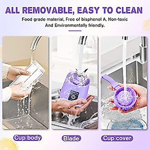 Portable Blender for Shakes and smoothies with Scale, 4000mAh Personal Electric Blender 15.2 oz,150w 6-Blades Blender Bottles, USB Rechargeable Mini Fruit Juicer for Travel, Office, Outdoors