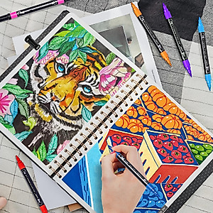 24 Colors Acrylic Paint Pens, Dual Tip Acrylic Paint Markers with Brush Tip and Fine Tip, Acrylic Pens for Rock Painting, Wood, Canvas, Stone, Glass, Ceramic,DIY Crafts Making Art Supplies