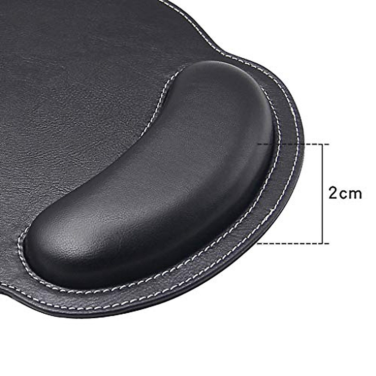 Ergonomic Mouse Pad with Wrist Support,PU Leather Mousepad for Laptop Computers Mac,Non Slip Rubber Base Memory Foam Wrist Rest Mouse Pads for Men Women,Home Work Office Gaming,Pain Relief ,Black