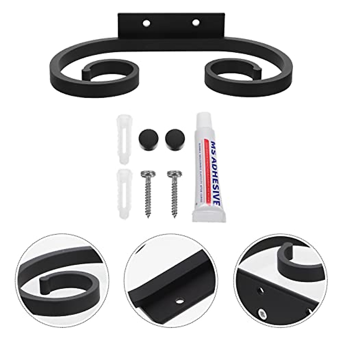 Cabilock 1 Set Wine Glass Hanging Holder Stemware Rack Hanger Free of Punch Wall- Mounted Goblet Rack Holder Kitchen Hanging Glass Storage Rack Organizer Black