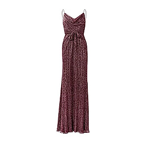 Adrianna Papell Women's Metallic Crinkle Gown, Burgundy, 4
