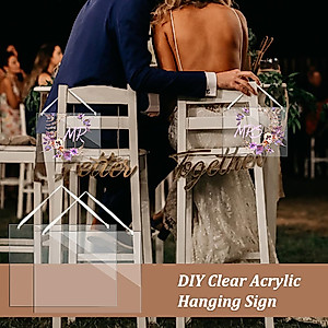 AHANDMAKER 2 Pcs Clear Acrylic Hanging Sign 8.66"x11" Wedding Chair Signs Reserved Seating Signs DIY Blank Names for Wedding Dinner Parties, Food Signs, Banquet Events