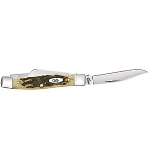 CASE KNIVES: Amber Bone Peach Seed Jig Chrome Vanadium Medium Stockman - Model #: 00079