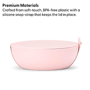 W&P Porter Plastic Bowl Lunch Container w/ Protective Non-slip Exterior, Cream 1 Liter | Lid & Snap-tight Silicone Strap | Food Storage, Bento Box, Meal Prep | BPA-Free Plastic