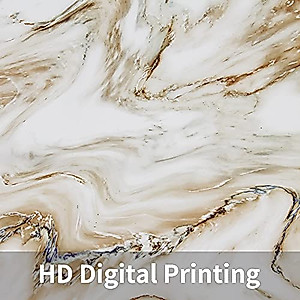 MitoVilla 4 Pcs Brown Marble Shower Curtain Sets with Rugs, Tan Bathroom Decor Sets with Shower Curtain and Rugs and Accessories, Modern Bathroom Curtain Sets with Mats