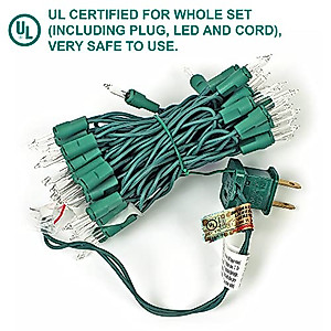 100 Christmas Mini Lights - 24.8 ft / 7.5m - 120V - Warm White Bulbs 2800K - Green Wire - 120V - End to End Connection - Indoor & Outdoor Use - Light Strings for Christmas Tree and New Year Decoration