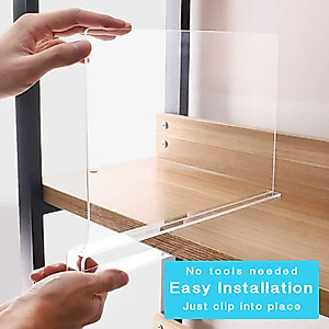 SABREZZI HOME Set of 4 Clear Acrylic Shelf Dividers - Maximize Your Closet Space with Ease - Ideal for Clothes, Sweaters, Purses, and More - Transparent Design Enhances Any Closet or Long Shelf