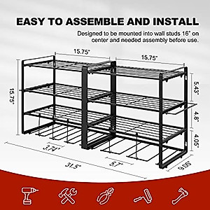 TAKEKIT Power Tool Organizer Wall Mount, 4 Tiers Large Capacity Cordless Tool Organizer, Drill Holder Wall Mount with 7 Slots, Heavy Duty Power Tool Storage Rack