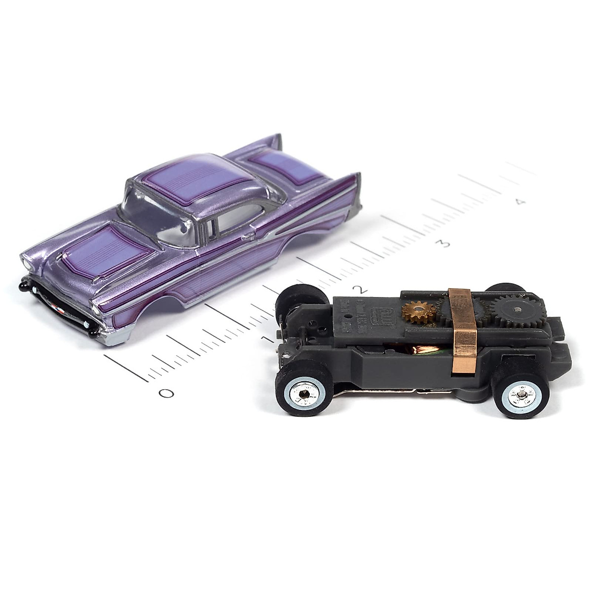 Auto World Thunderjet Cars N Coffee 1957 Chevrolet Bel Air (Purple) HO Scale Slot Car