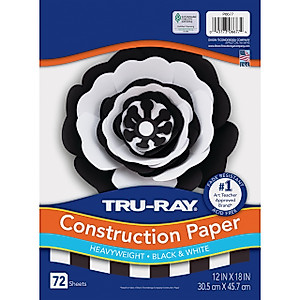 Tru-Ray Premium Construction Paper, Black & White, 12" x 18", 72 Sheets